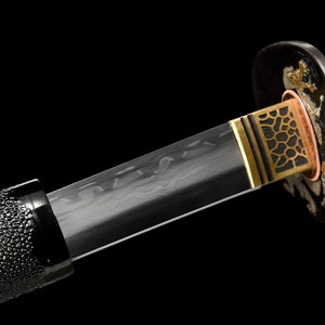 Black Fish Skin Katana Handmade Samurai Sword True Harmon Full Tang ...