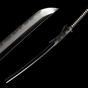 Black Fish Skin Katana Handmade Samurai Sword True Harmon Full Tang ...