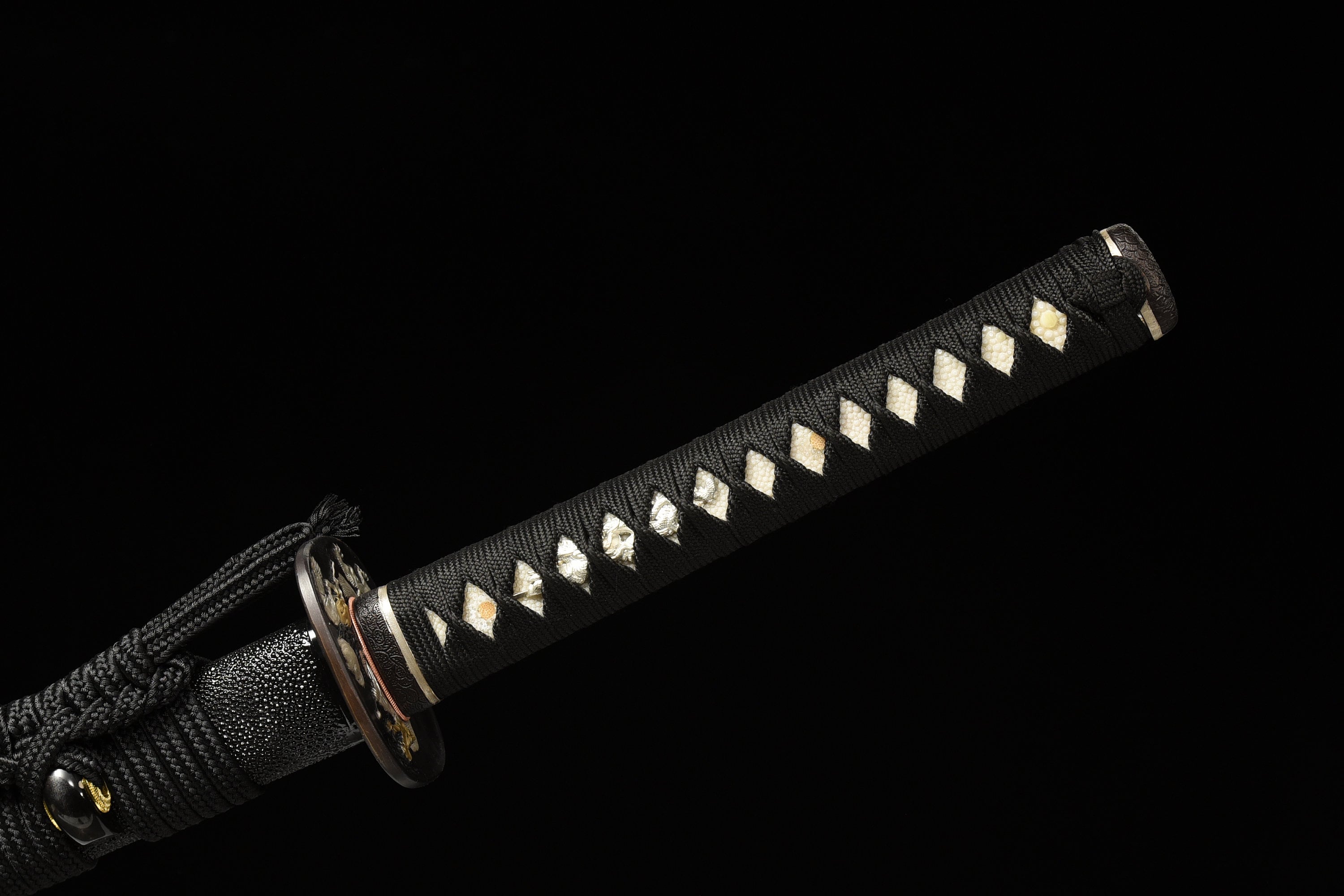 Black Fish Skin Katana Handmade Samurai Sword True Harmon Full Tang ...