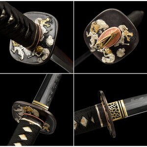 Black Fish Skin Katana Handmade Samurai Sword True Harmon Full Tang ...