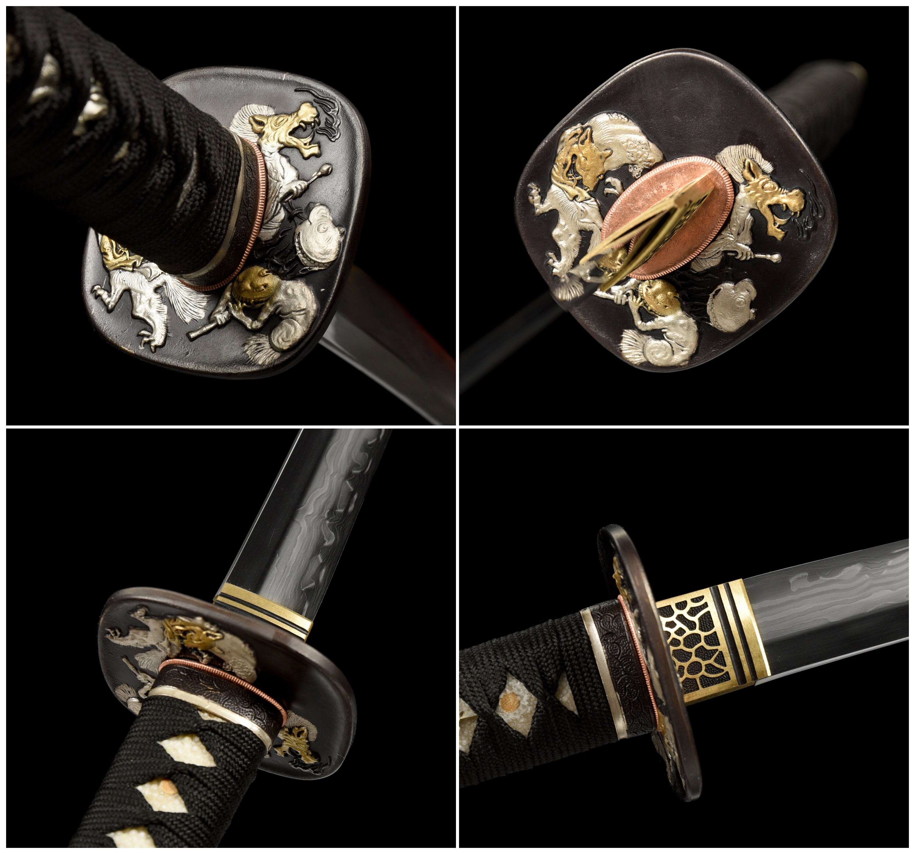 Black Fish Skin Katana Handmade Samurai Sword True Harmon Full Tang ...