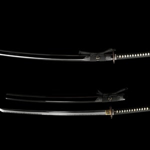 Black Fish Skin Katana Handmade Samurai Sword True Harmon Full Tang ...