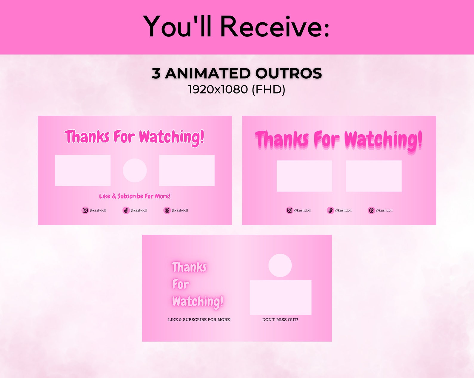 PINK DOLL Youtube Branding Kit, Channel Banners Intros Outros Logos ...