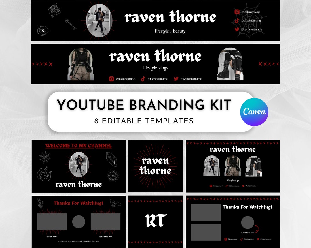 Youtube Branding Kit. Fully Editable Channel Banner Intro Outro Logo ...