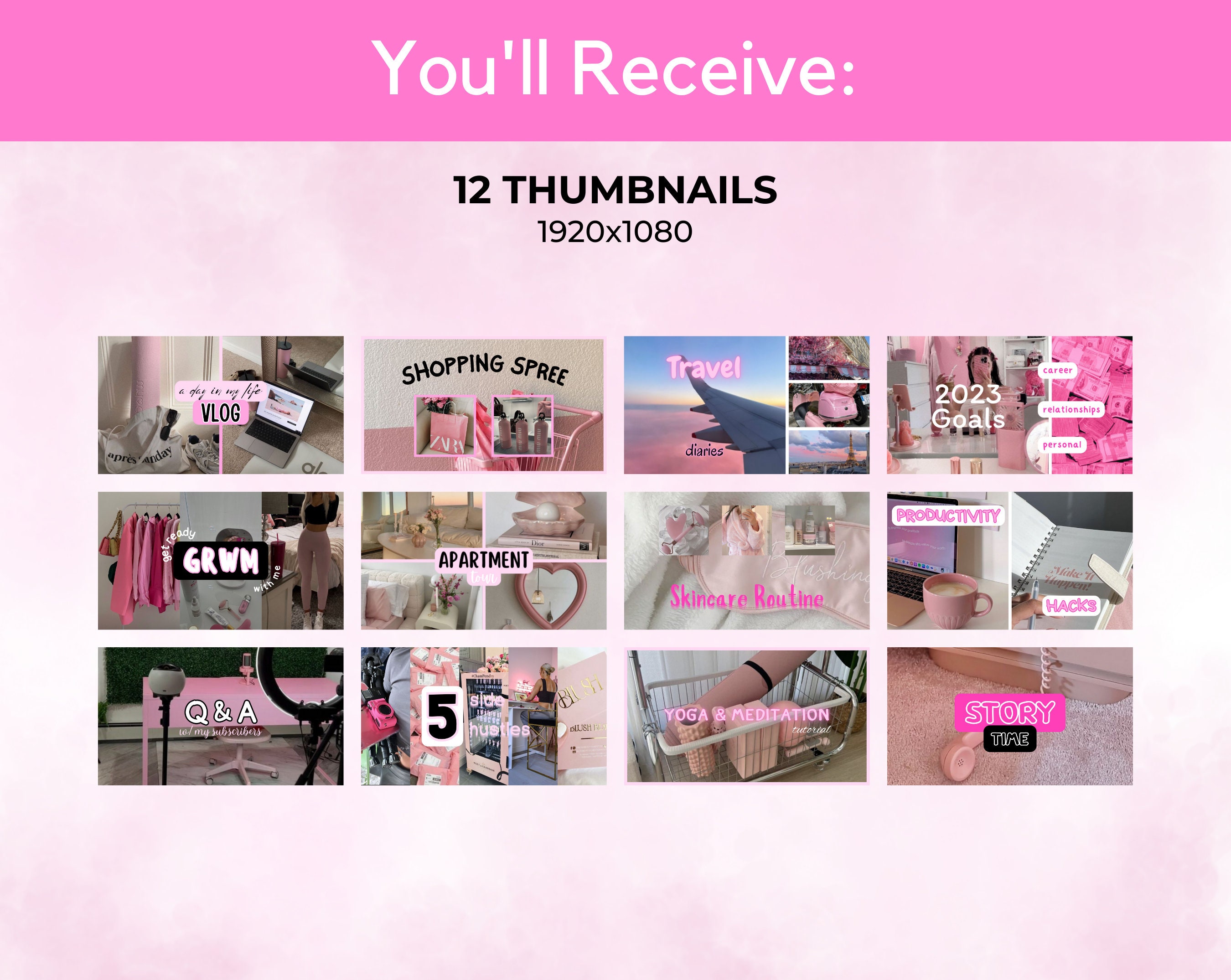 12 Youtube Thumbnails Templates. Fully Editable. DIY Youtube Branding ...