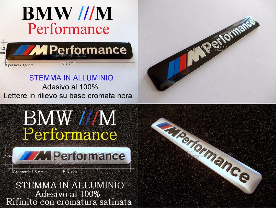 BMW M PERFORMANCE Crest Badge Emblem Blason Wappen in ALUMINUM Adhesive ...