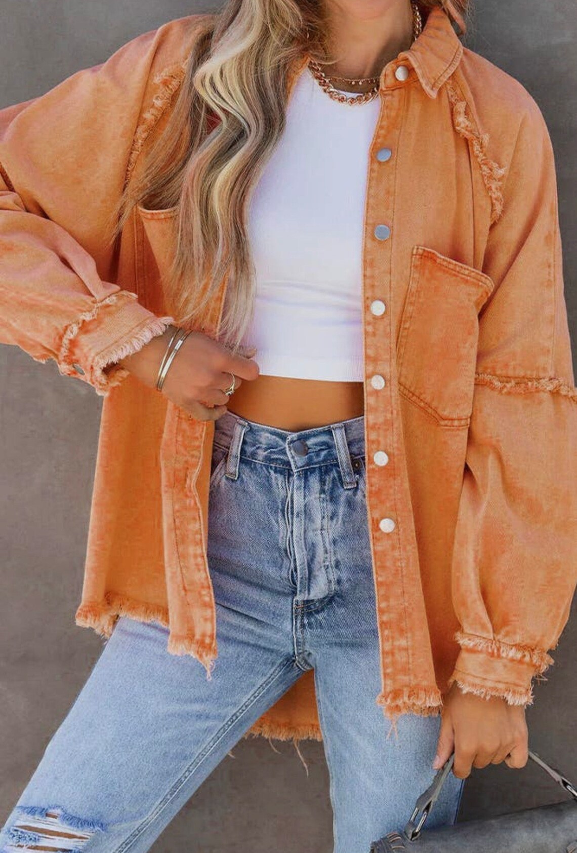 Orange Denim Button Up - Etsy