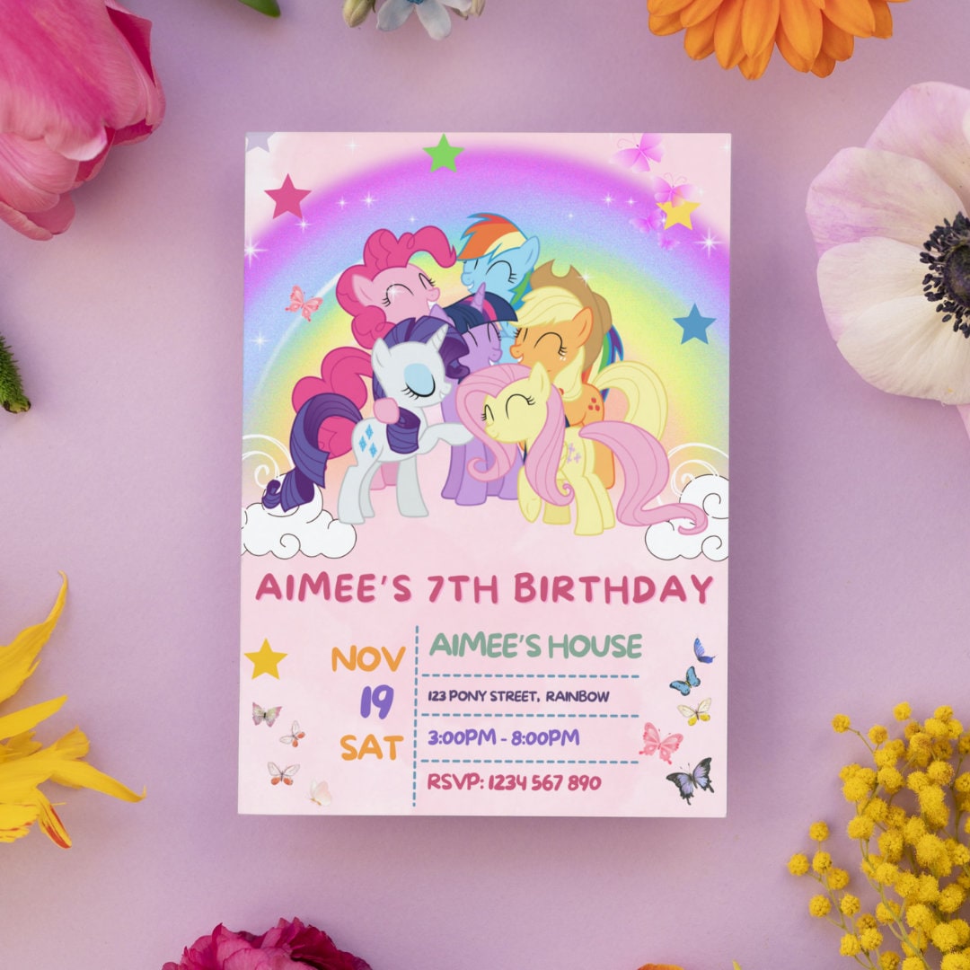 Editable My Little Pony Birthday Invitation Little Pony Invite ...