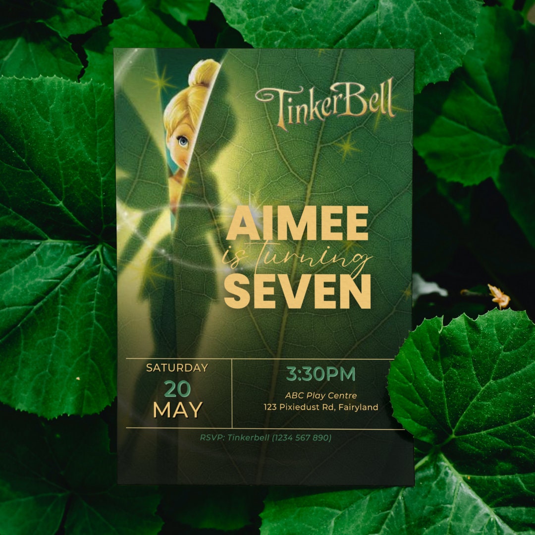 Tinkerbell Birthday Invitation, Tinker Bell Fairy Birthday Party ...