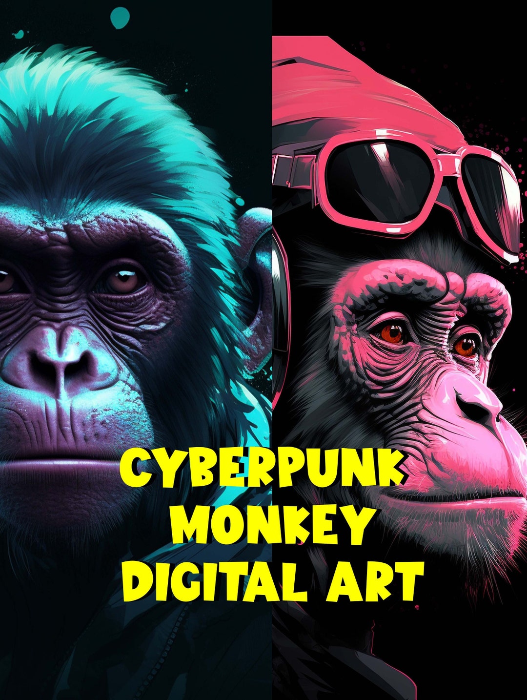 Cyber Punk Monkey Digital Art - Etsy