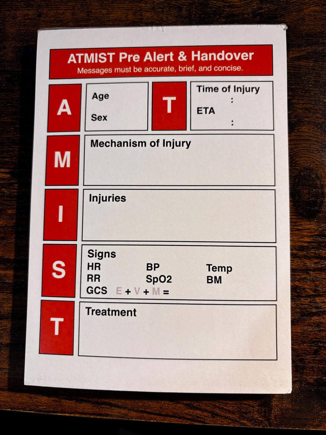 ATMIST A6 Prompt / Handover Notepad (50 Sheets) - Paramedic, Student ...