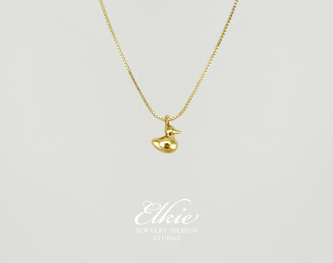 Dainty Baby Duck Pendant Chain Necklace, 18k Gold Charm, Cute Goose ...