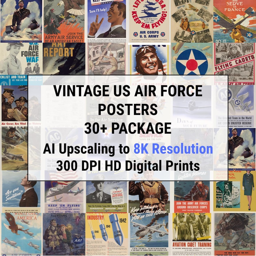 30+ Vintage US Army Air Force Posters Digital Prints, AI Upscaled 8K ...