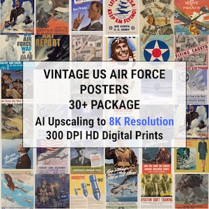 30+ Vintage US Army Air Force Posters Digital Prints, AI Upscaled 8K ...