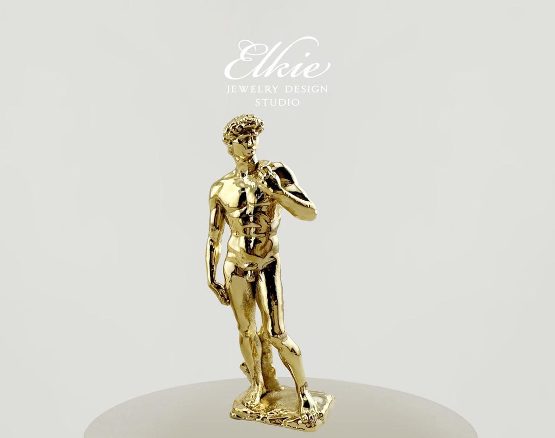 Miniature Gold Plated David Statue by Michelangelo on LED Lamp ...