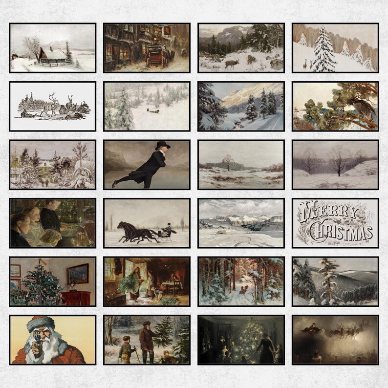 150+ Samsung Frame TV Art | Vintage Winter & Christmas Art Prints Mega ...