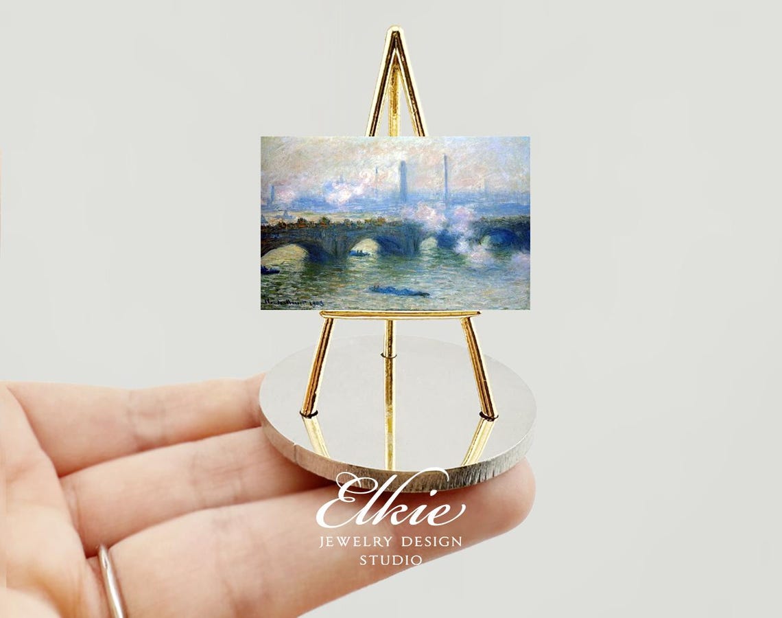 Miniature Claude Monet Waterloo Bridge, Gray Day Art Print, 18k Gold ...