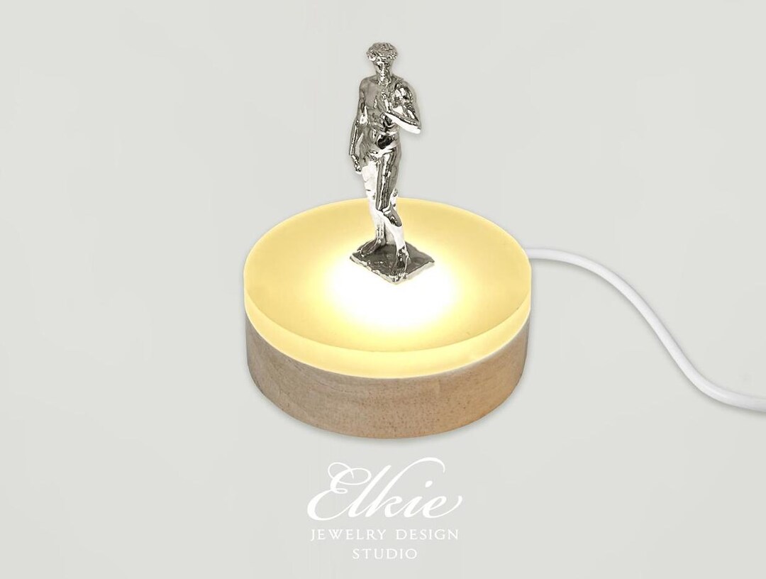 Mini White Gold Color David Statue by Michelangelo on LED Lamp ...
