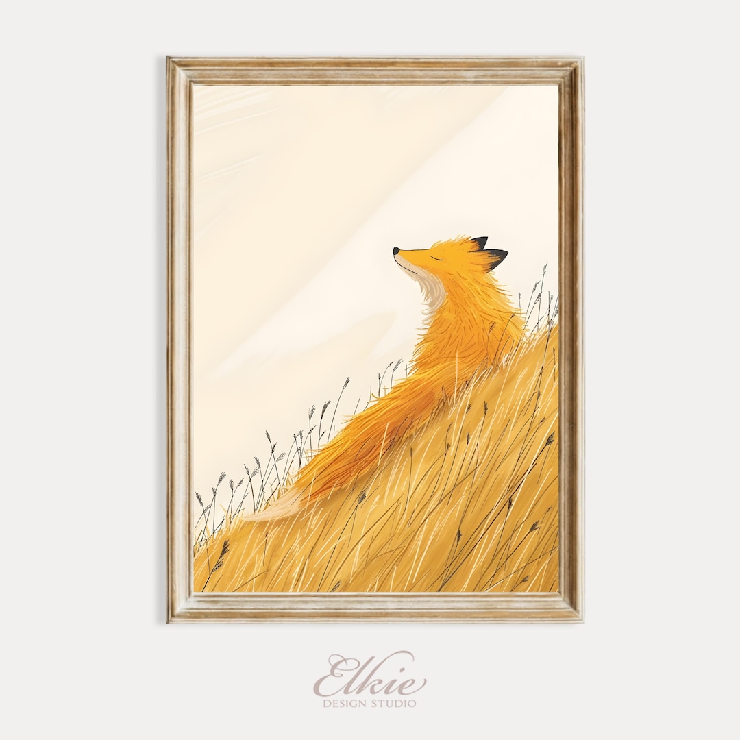 Breezy Fox Woodland Nursery Wall Art Print, Vintage Storybook Animal ...