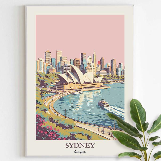 Sydney Opera House Retro Poster, Vintage Sydney Wall Art, Sydney ...