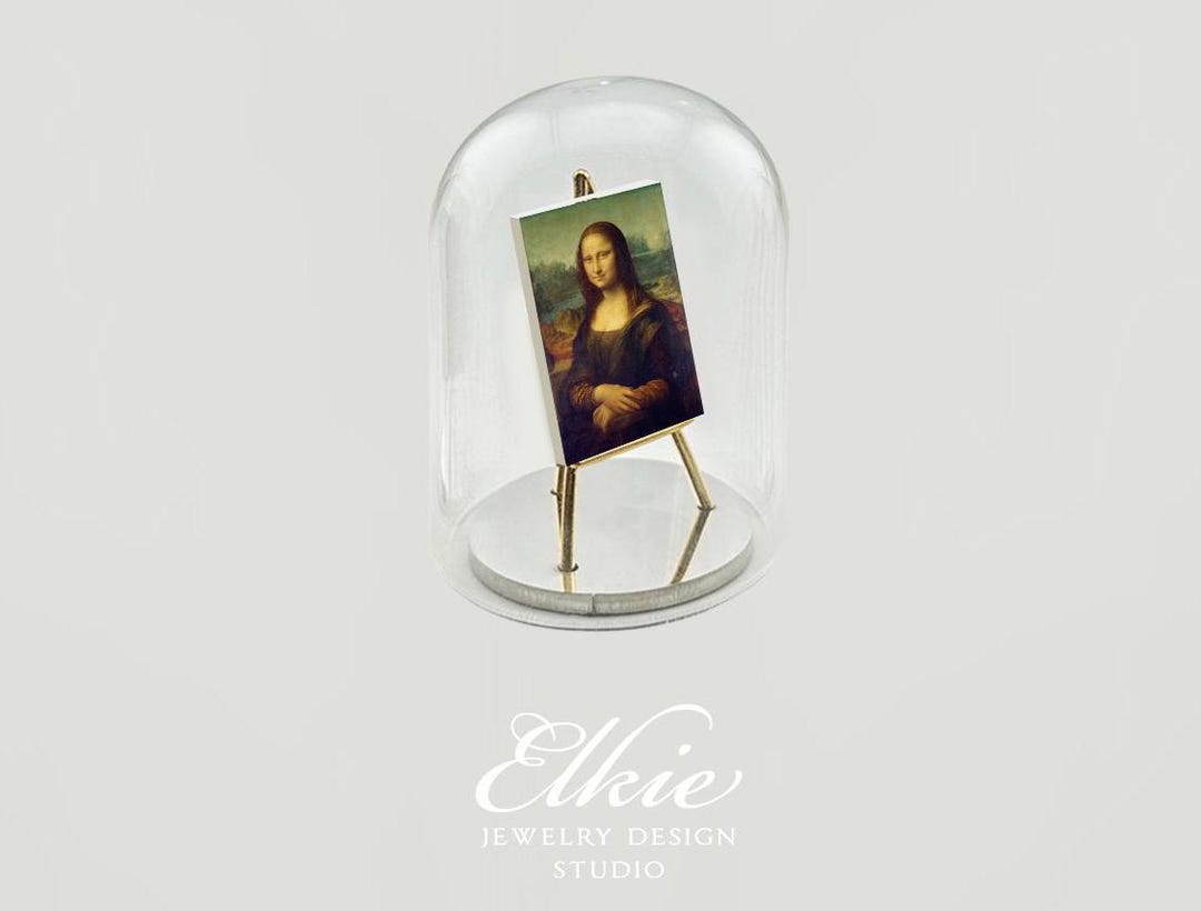Miniature Leonardo Da Vinci Mona Lisa Art Print, 18k Gold-plated Tripod ...