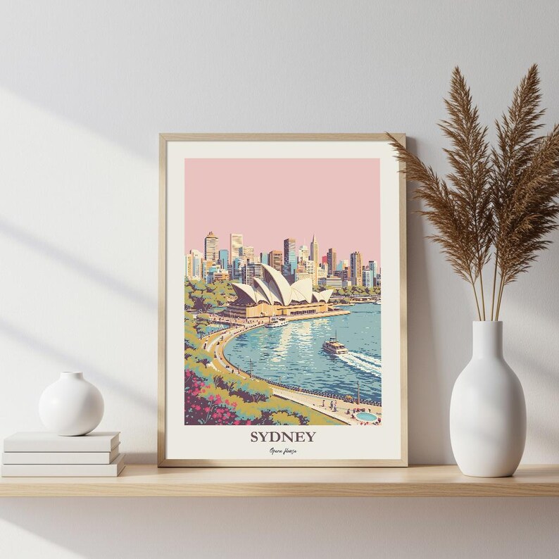Sydney Opera House Retro Poster, Vintage Sydney Wall Art, Sydney ...