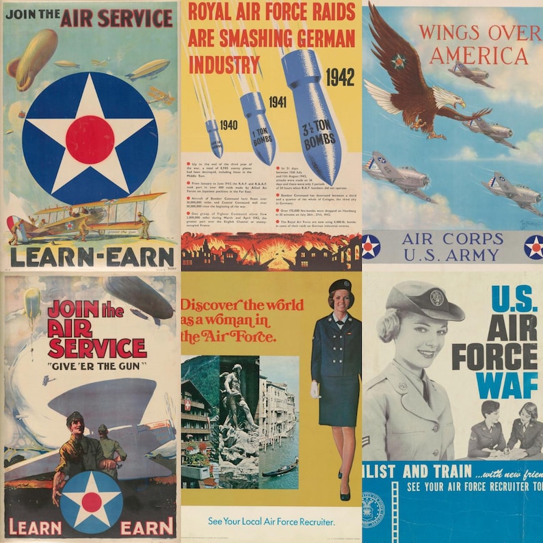 30+ Vintage US Army Air Force Posters Digital Prints, AI Upscaled 8K ...