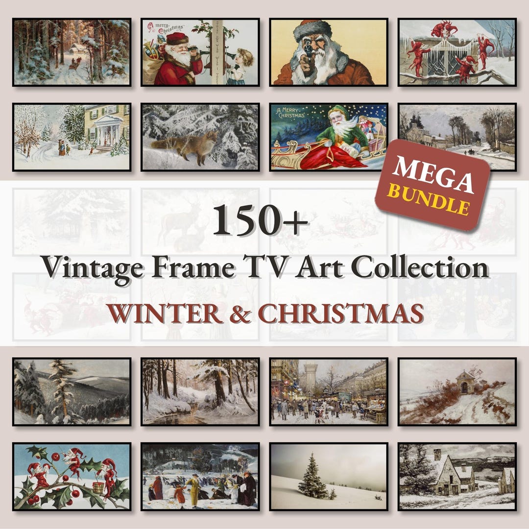 150+ Samsung Frame TV Art | Vintage Winter & Christmas Art Prints Mega ...