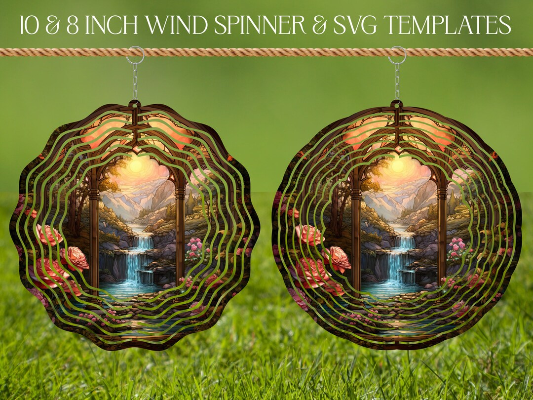 Waterfall Wind Spinner Stained Glass PNG Sublimation Design Template ...
