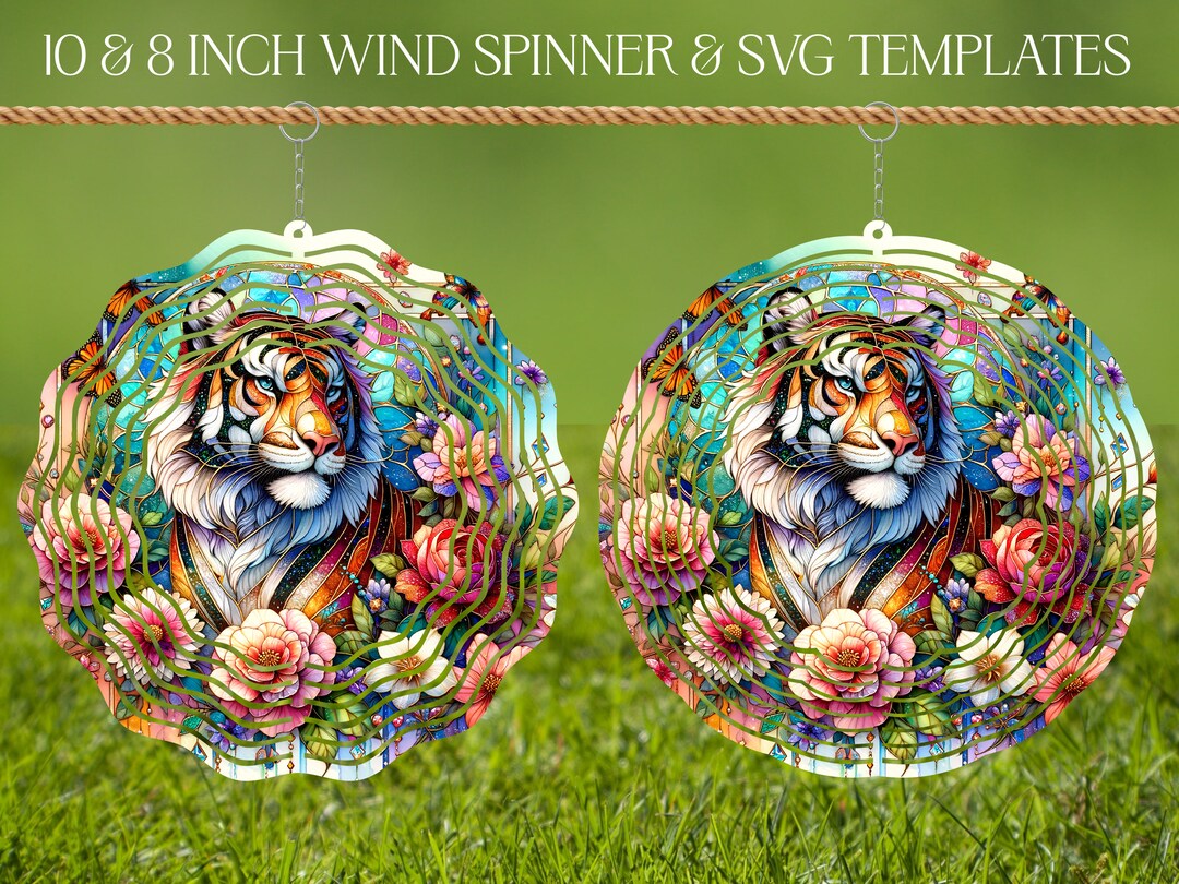 Tiger Wind Spinner Stained Glass Sublimation Design Template, Wind ...