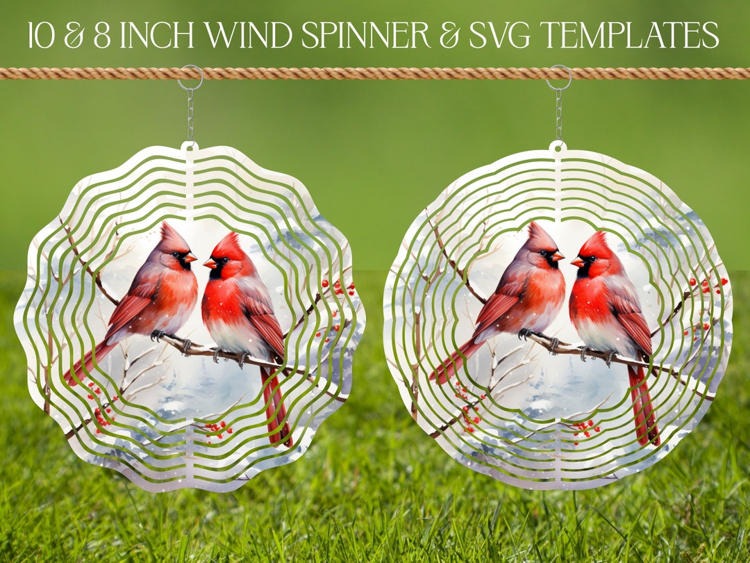 Cardinal Bird Wind Spinner Stained Glass Sublimation Design Template ...