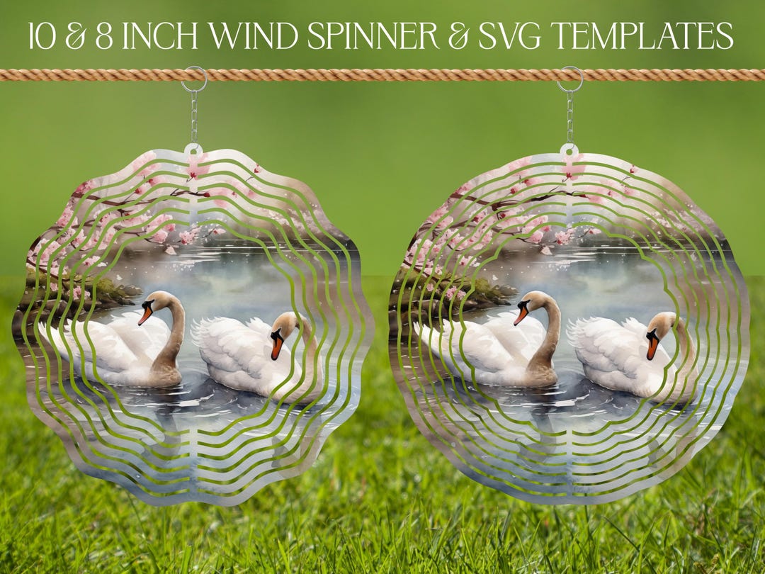 Watercolor Swan Wind Spinner Watercolor Sublimation Design Template ...