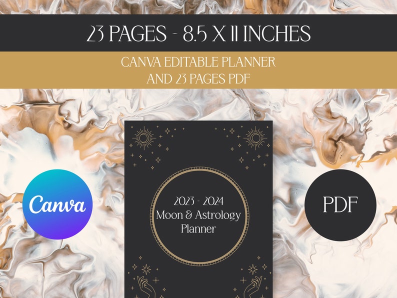 Editable Moon Astrology Planner in Canva Template Pack 2023 - Etsy