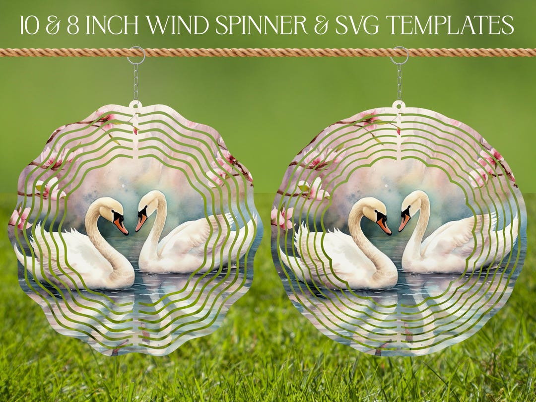 Watercolor Swan Wind Spinner Watercolor Sublimation Design Template ...