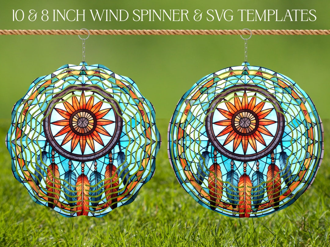 Dream Catcher Wind Spinner Stained Glass Sublimation Design Template ...
