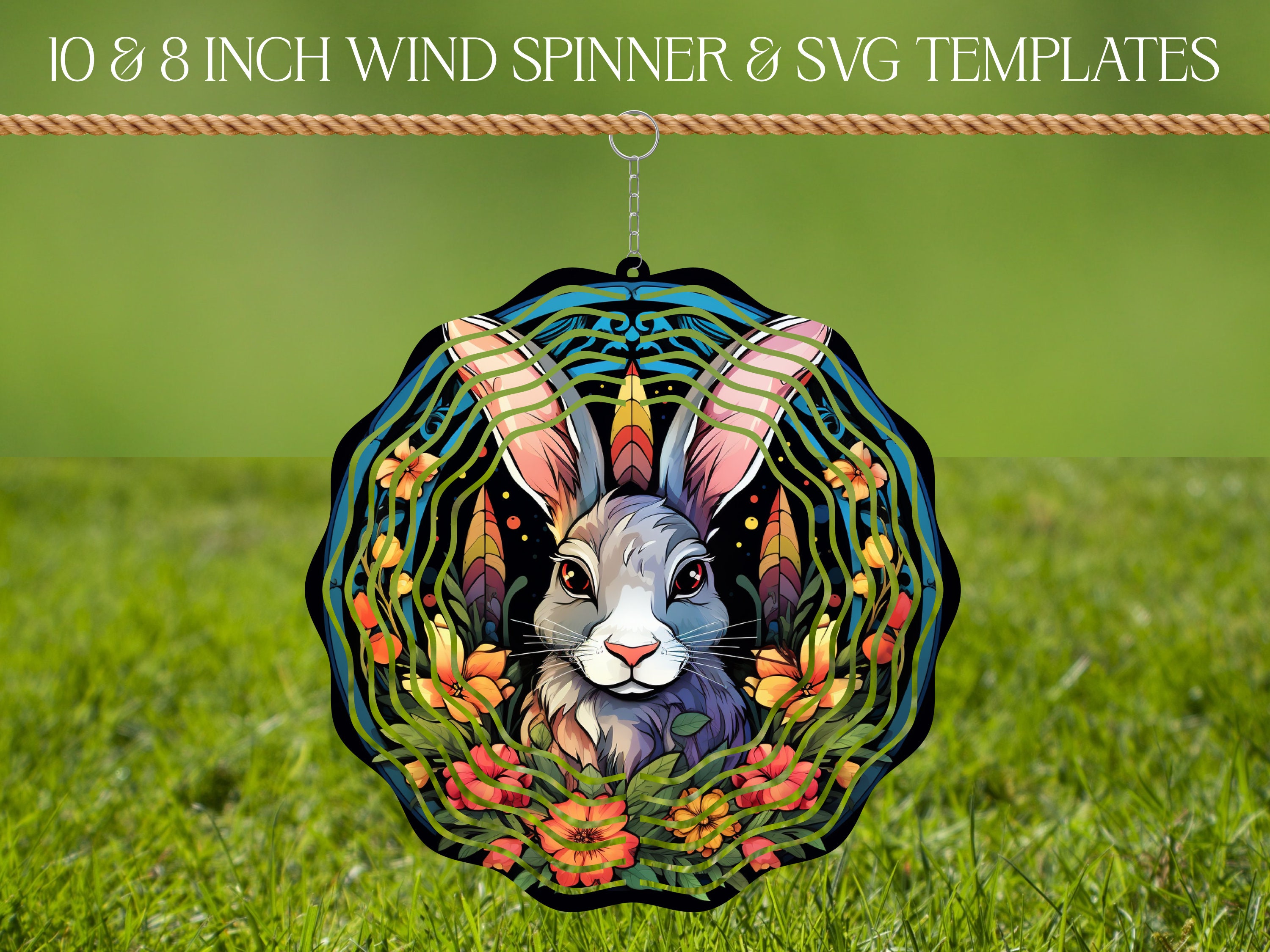 Rabbit Wind Spinner Stained Glass Sublimation Design Template - Etsy