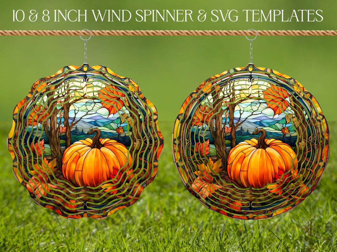 Pumpkin Wind Spinner Stained Glass Sublimation Design Template, Wind ...