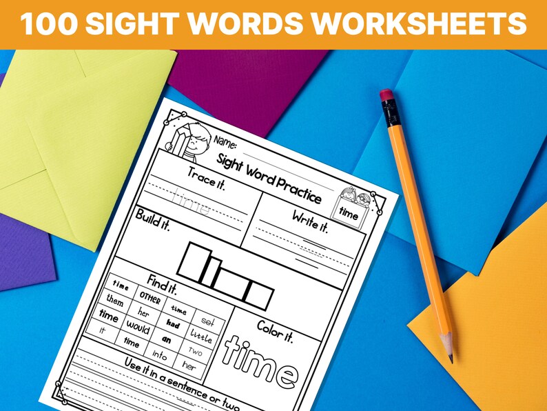 100 Printable Sight Words Worksheets, Fry's First Hundred Kindergarten ...