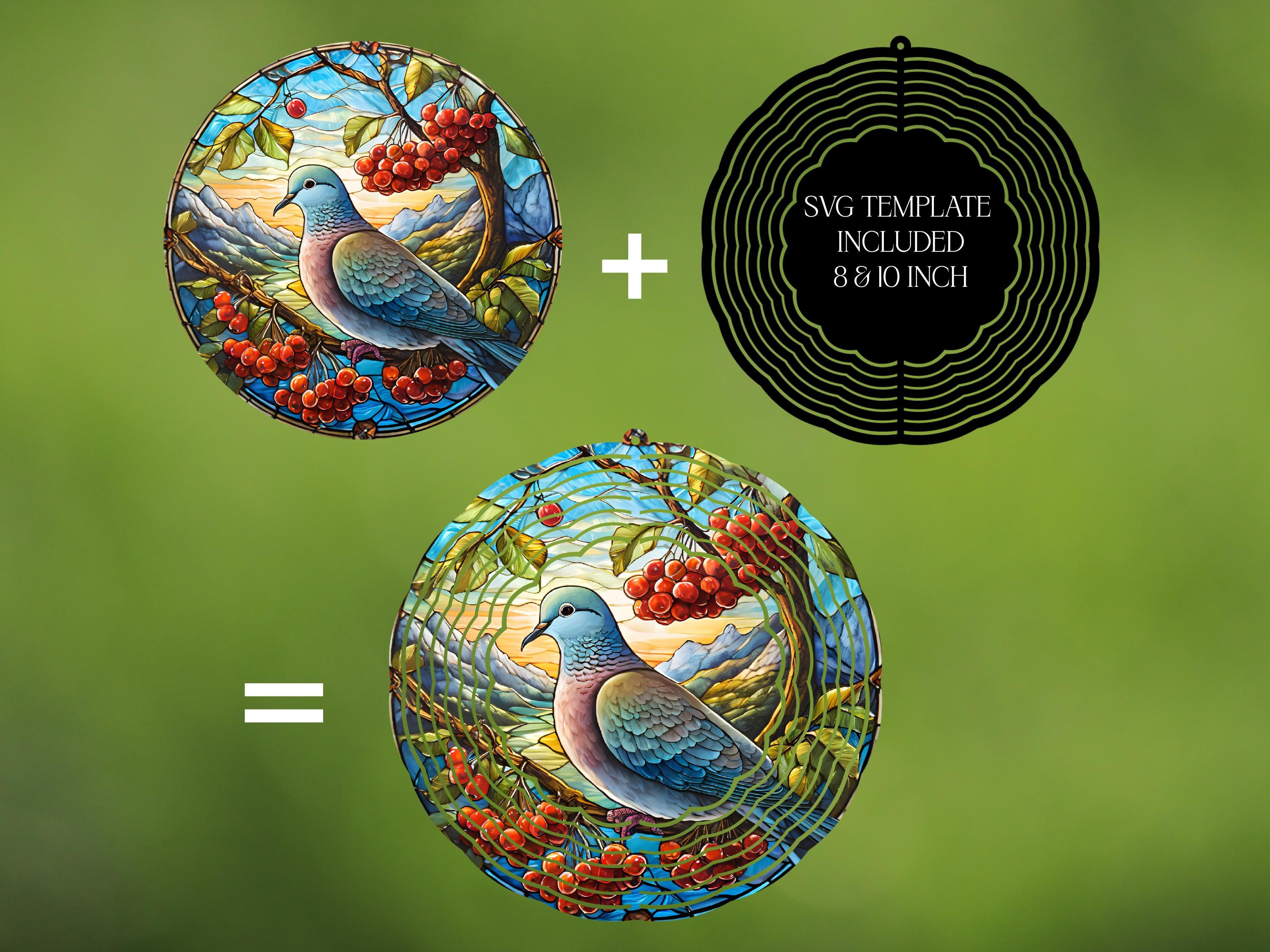 Dove Wind Spinner Stained Glass Sublimation Design Template, Spinner ...