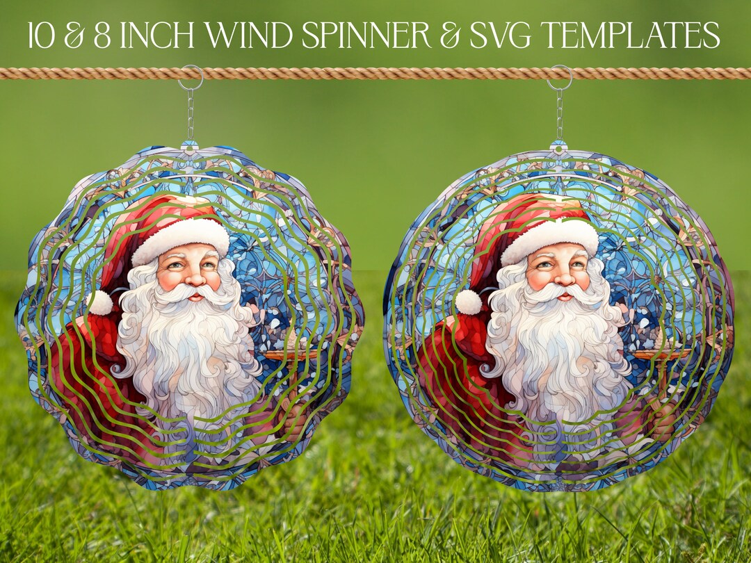 Christmas Santa Wind Spinner Stained Glass Sublimation Design Template ...