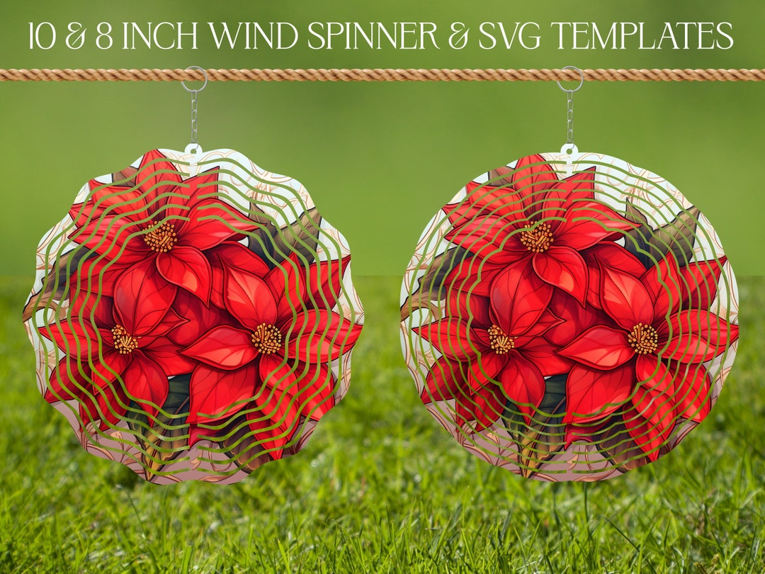 Poinsettia Wind Spinner Stained Glass Sublimation Design Template, Wind ...