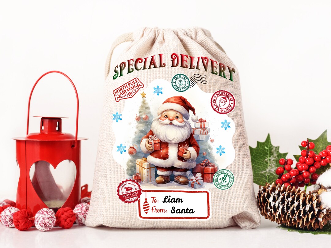 Santa Sack Sublimation Design PNG, Christmas Gift Bag PNG File Sack ...