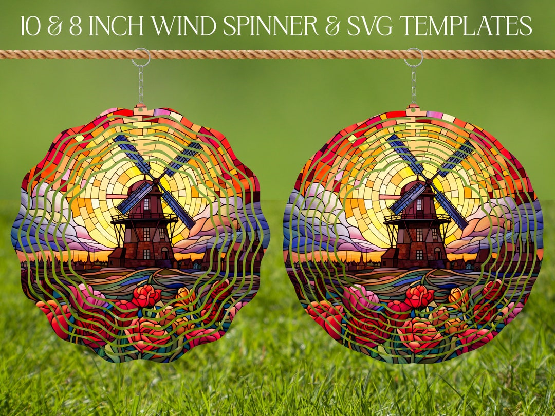 Windmill Wind Spinner Stained Glass Sublimation Design Template, Wind ...