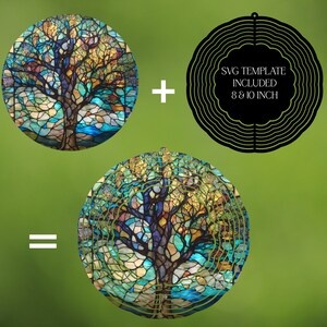 Tree Wind Spinner Stained Glass Sublimation Design Template, Wind ...