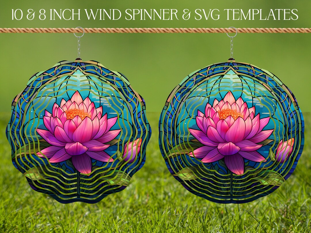 Lotus Wind Spinner Stained Glass Sublimation Design Template, Wind ...