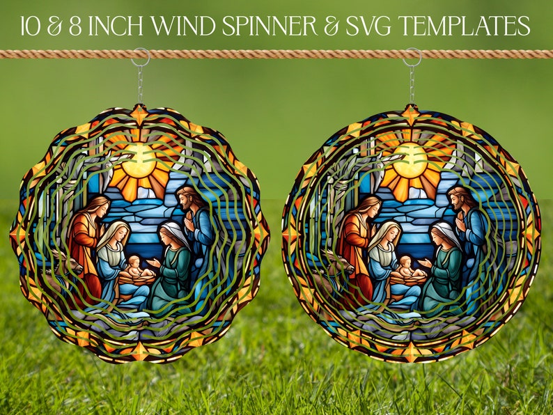 Wind Spinner Stained Glass Sublimation Design Template Wind Spinner SVG ...