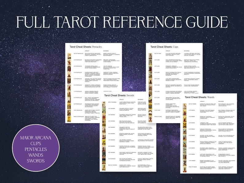 Tarot Cheat Sheets, for Tarot Readers, Printable, Instant Download PDF ...
