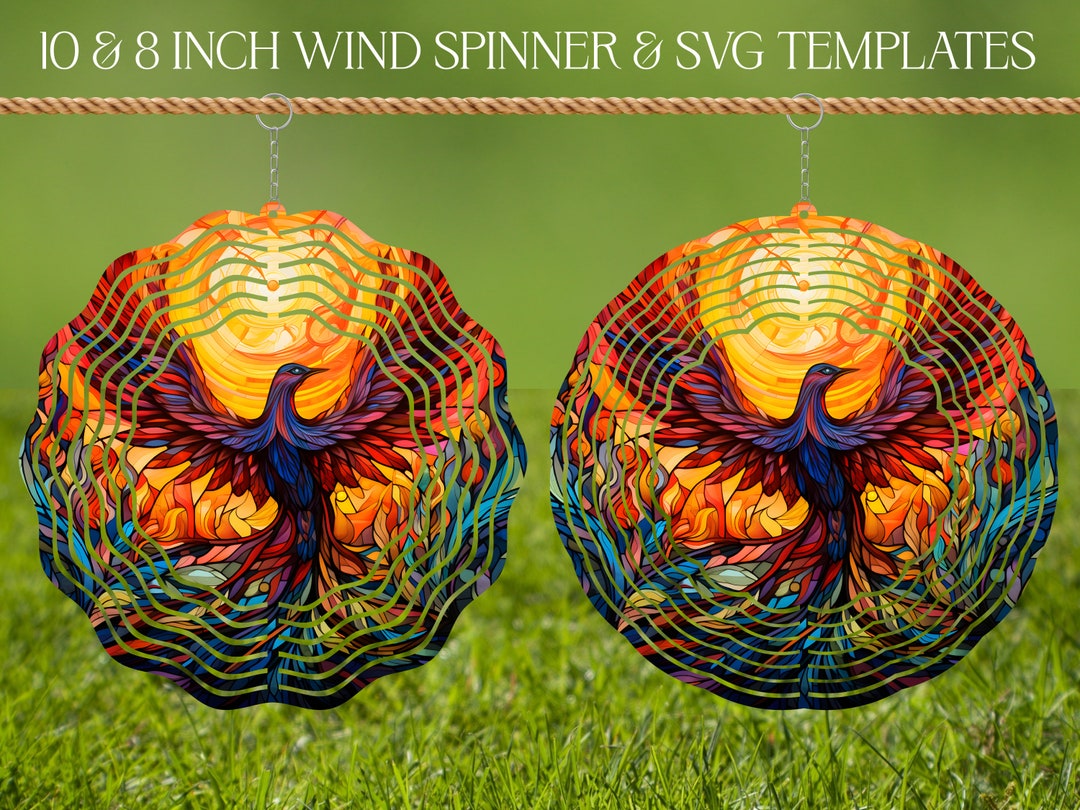 Phoenix Wind Spinner Stained Glass Sublimation Design Template, Wind ...