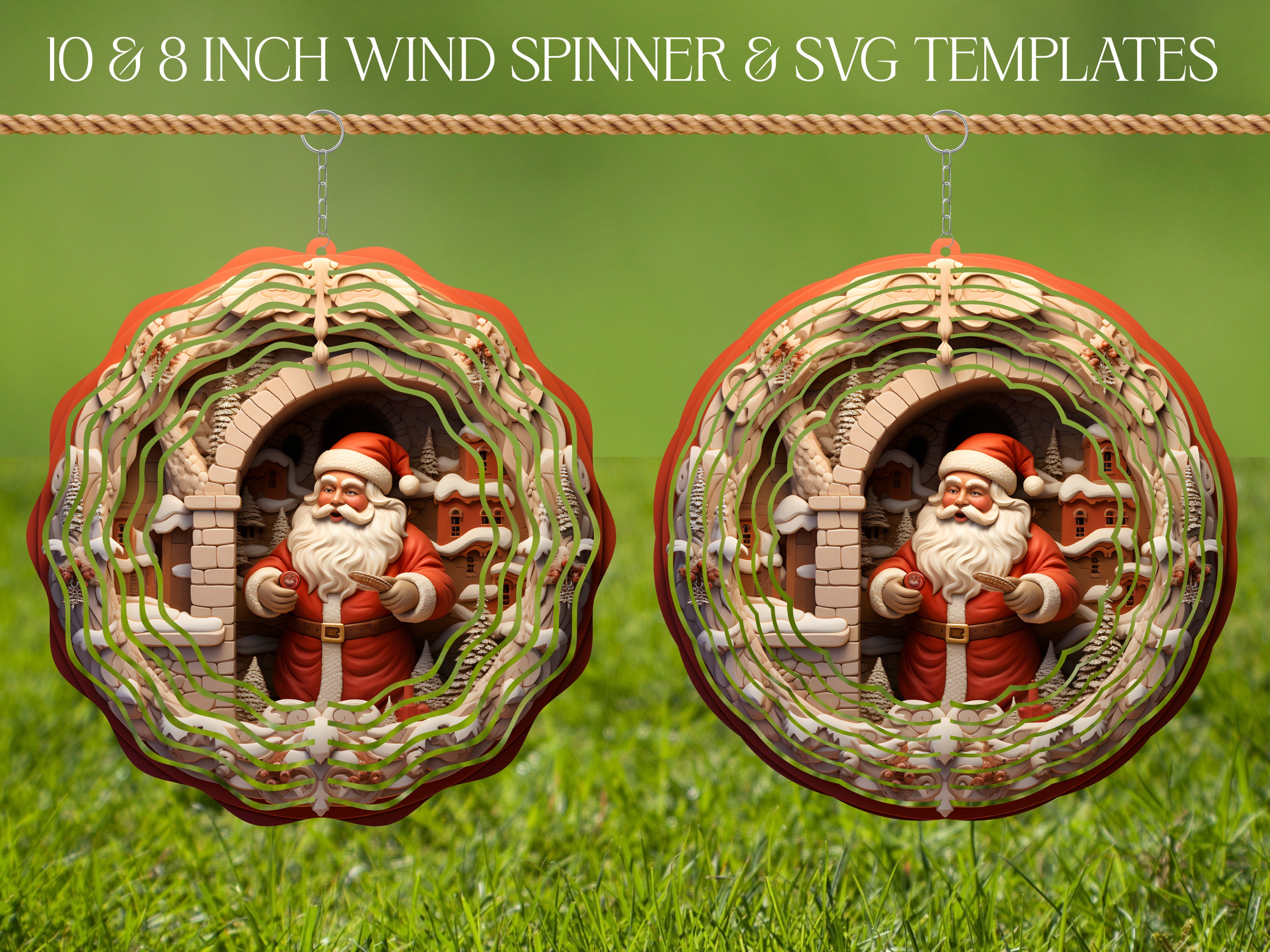 3D Santa Wind Spinner Sublimation Design Template, Wind Spinner SVG, 10 ...