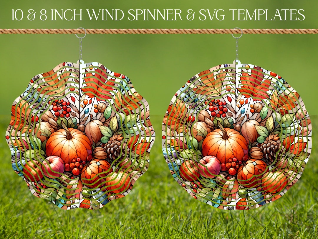 Pumpkin Wind Spinner Stained Glass Sublimation Design Template, Wind ...